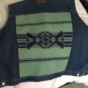 Pendleton | Jackets & Coats | Vintage Pendleton Wool Panel Denim Vest ...